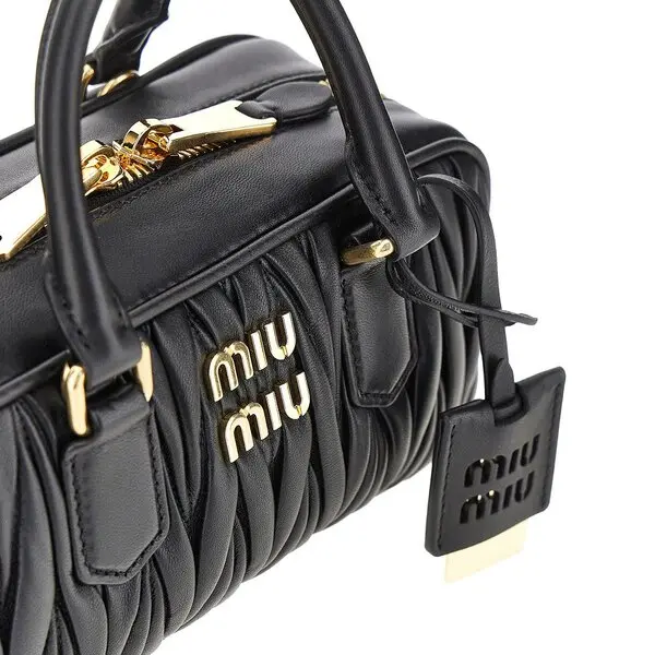 Miu Miu Arcadie Small Matelassé Nappa Leather Bag - Black
