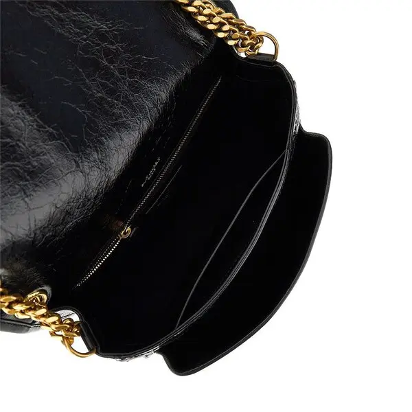 Saint Laurent Quilted Leather Shoulder Bag With Cassandre Logo - Black