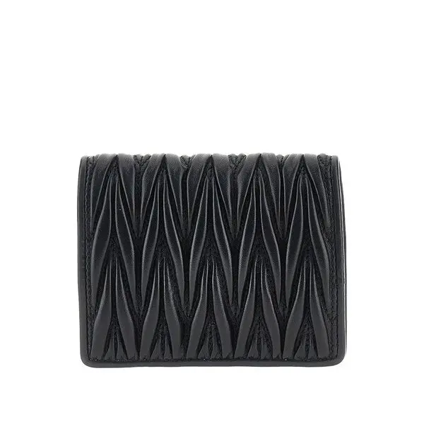 Miu Miu Matelassé Nappa Leather Bi-fold Wallet - Black