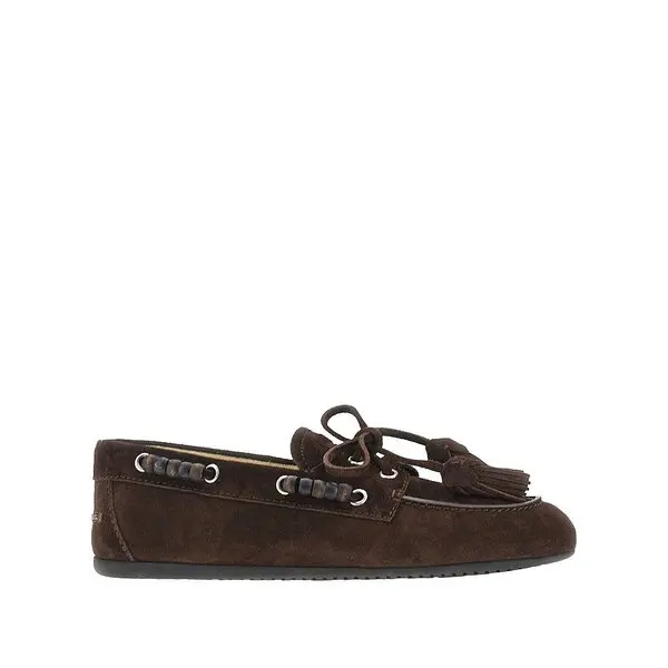 Miu Miu Suede Leather Deck Loafers With Tassels