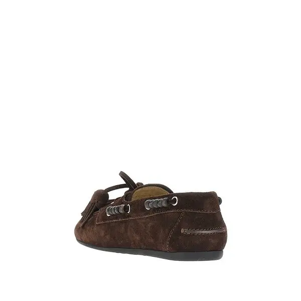 Miu Miu Suede Leather Deck Loafers With Tassels And Wooden Beads - Brown