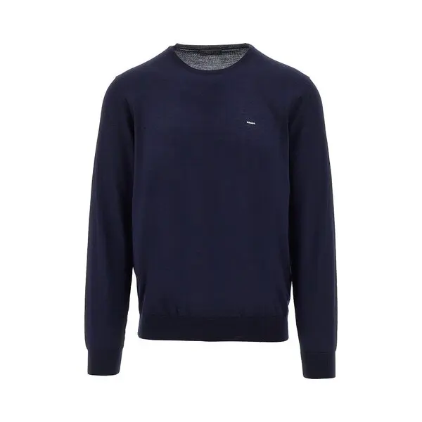 Prada Superfine Wool Crewneck Sweater With Embroidered Logo