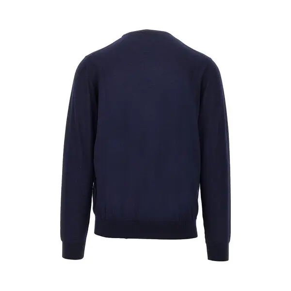Prada Superfine Wool Crewneck Sweater With Embroidered Logo