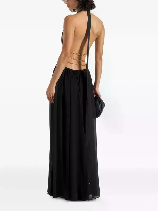 Manière De Voir Chain Belt Halter Maxi Dress - Black