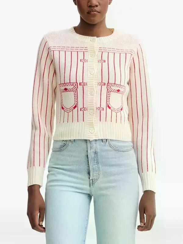 Kenzo Trompe L'œil Striped Buttoned Cardigan - Neutrals