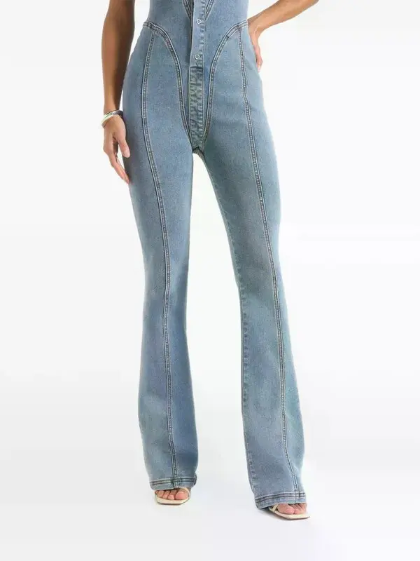 Manière De Voir Annette Seam Detail Fit & Flare Denim Jumpsuit