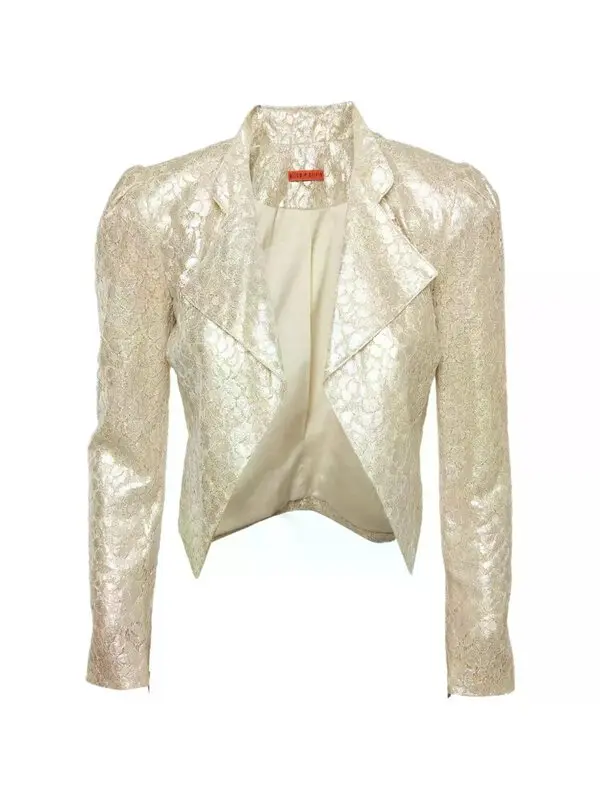 Alice + Olivia Metallic Thread Cropped Jacket - Gold