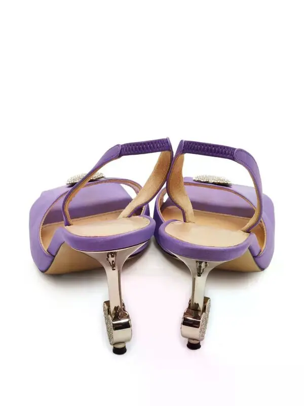 Mach & Mach Crystal Heart Embellished Sandals - Purple