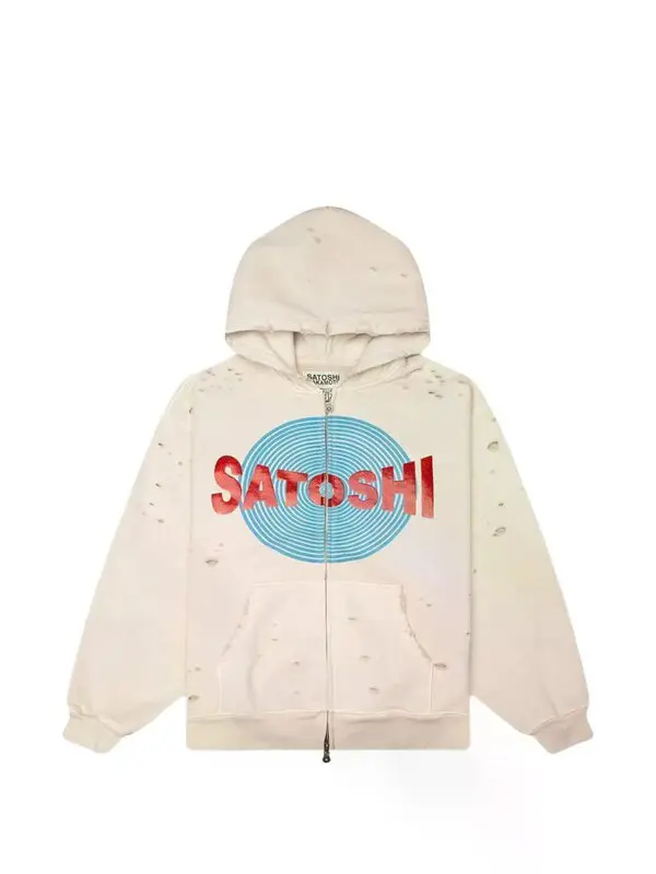 SATOSHI NAKAMOTO Motoslug Distressed Hoodie - Neutrals