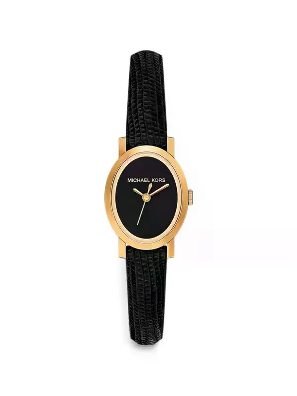 Michael Kors Maude Leather Strap Watch - Black