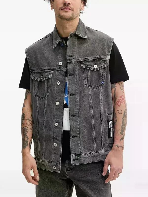 Karl Lagerfeld Sleeveless Denim Jacket - Black