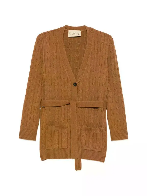 Valentino Garavani Cable Knit Belted Cardigan