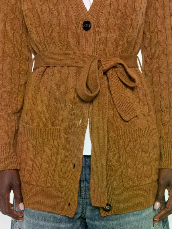 Valentino Garavani Cable Knit Belted Cardigan