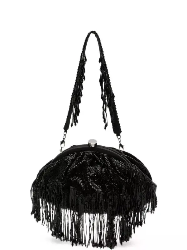 SLO_HAND_MADE Bead-embellished Fringed Clutch Bag - Black
