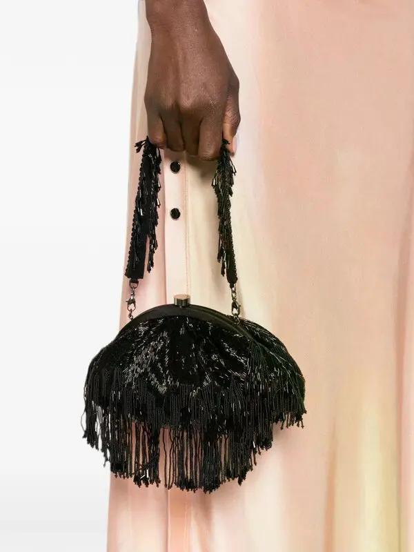 SLO_HAND_MADE Bead-embellished Fringed Clutch Bag