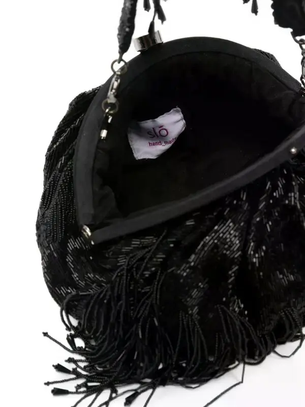 SLO_HAND_MADE Bead-embellished Fringed Clutch Bag