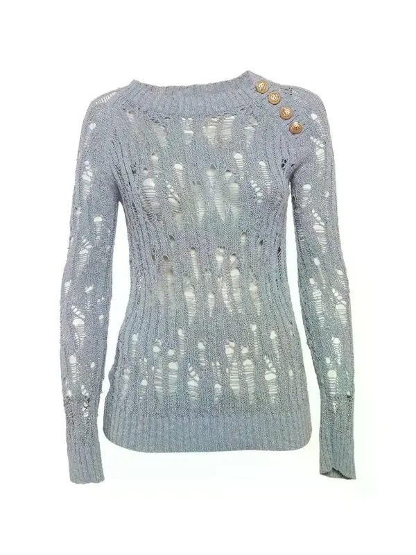 Balmain Lurex-knit Open-knit Sweater - Blue