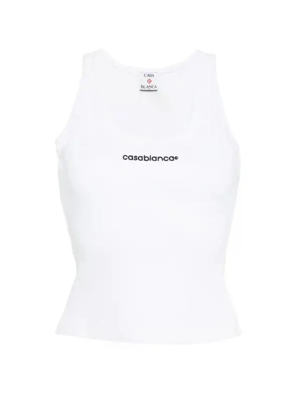 Casablanca Logo Ribbed Tank Top - White