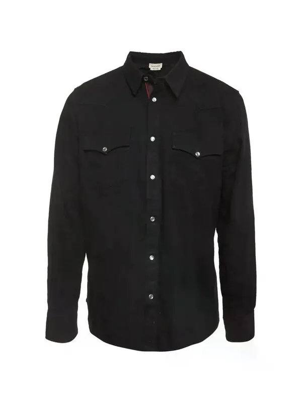 Alexander McQueen Embroidered Logo Denim Shirt - Black