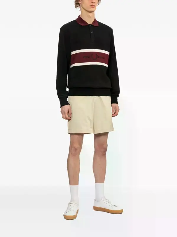 Fred Perry Logo-embroidered Panelled Polo Shirt - Black