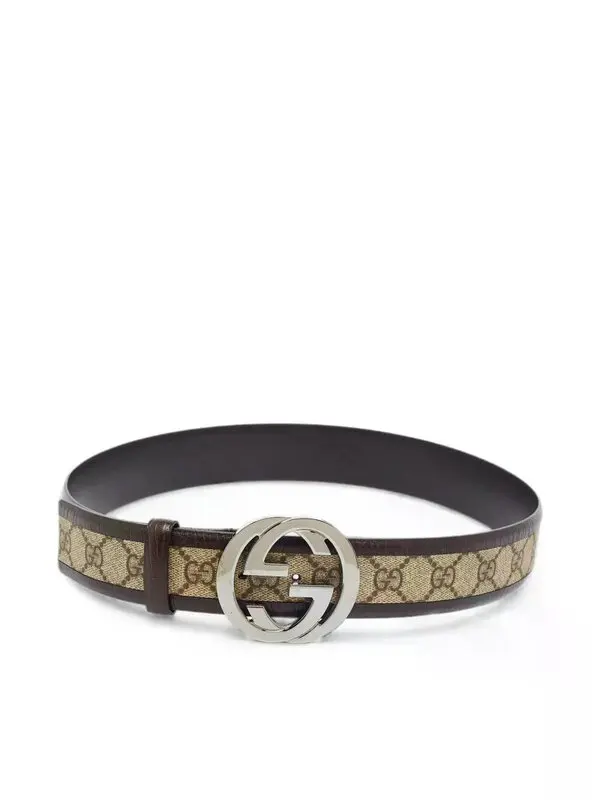 Gucci Gg Supreme Canvas Belt With Leather Trim