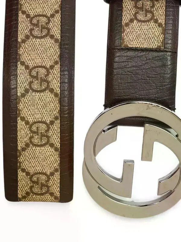 Gucci Gg Supreme Canvas Belt With Leather Trim