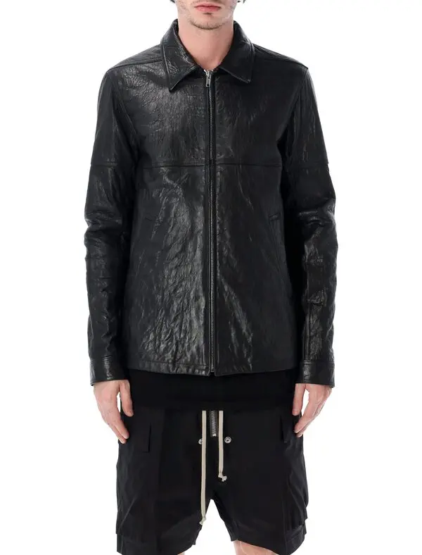 Rick Owens Tumbled Lamb Leather Zip-up Jacket - Black
