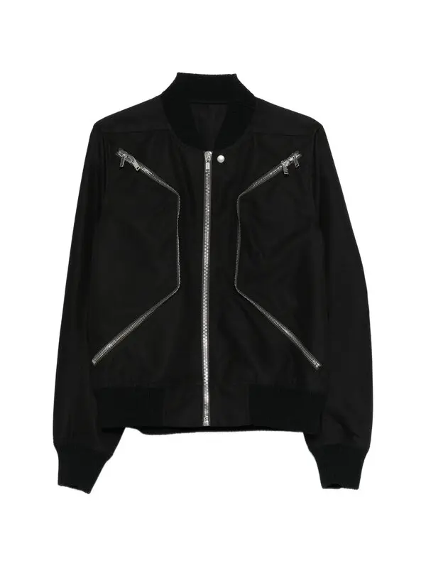 Rick Owens Canvas Bomber Jacket With Zip Pockets - Black