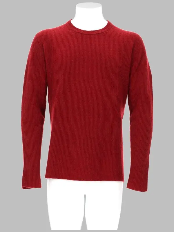ROBERTO COLLINA Ribbed Cashmere Crew Neck Pullover - Red