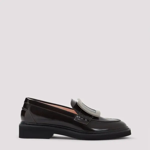 ROGER VIVIER Round-toe Slip-on Loafers With Buckle Detailing - Brown