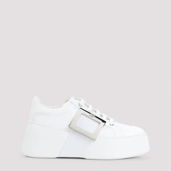 ROGER VIVIER Viv Skate Sneakers In Leather With Buckle Detailing - White