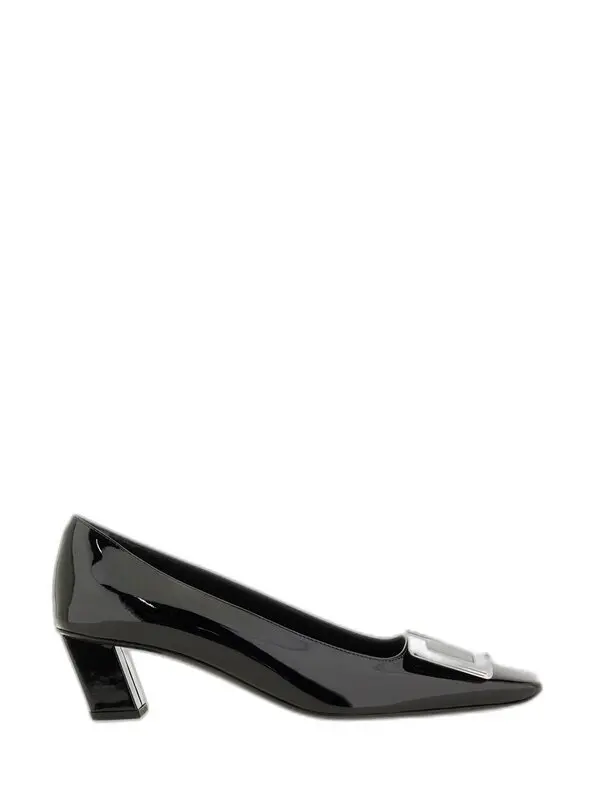 ROGER VIVIER Belle Vivier Patent Leather Pumps With Square Buckle - Black
