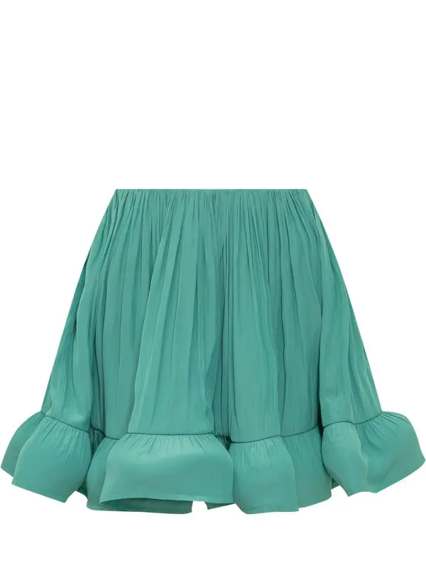 LANVIN Mini Ruffle Skirt In Luxurious Charmeuse - Jade