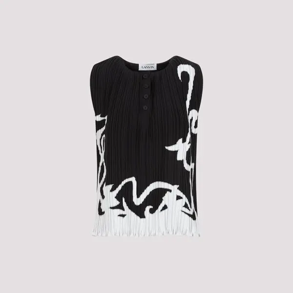 LANVIN Abstract Print Pleated Blouse