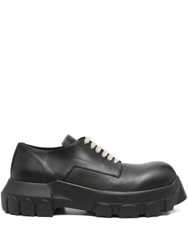 Rick Owens Chunky Lace-up Round Toe Flat Shoes - Black