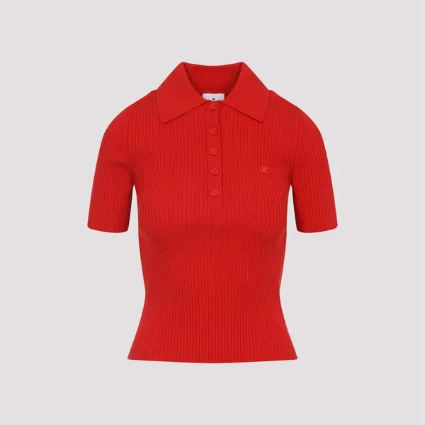 COURREGES Signature Viscose Polo Shirt - Red
