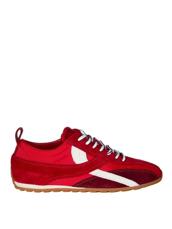 ALOHAS Nylon Leather Lace-up Sneakers - Rosso
