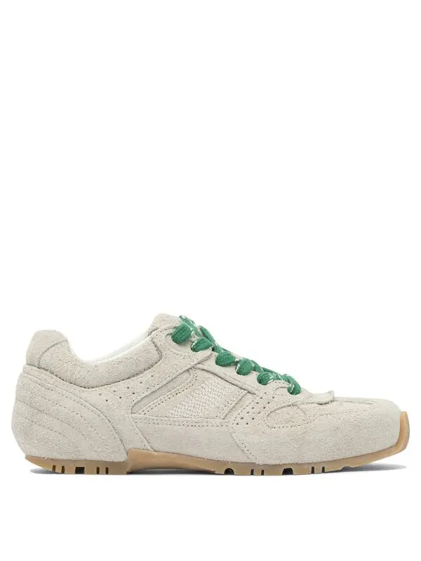 ALOHAS Fuzzy Suede Leather Lace-up Sneakers - Grey
