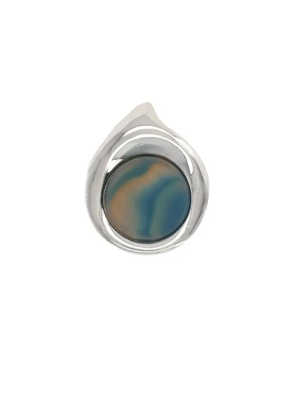 PANCONESI Mini Brass Ring With Stone Accent - Silver