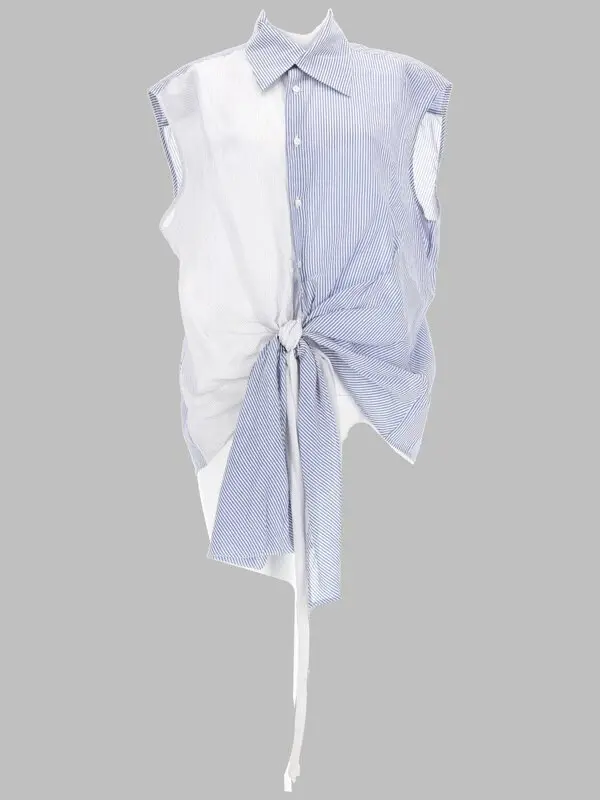 MRZ Sleeveless Shirt With Front Knot Detail - Multicolour