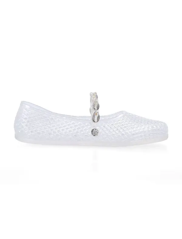 ANCIENT GREEK SANDALS Ballerina Shell Embellished Flat Shoes - Clear