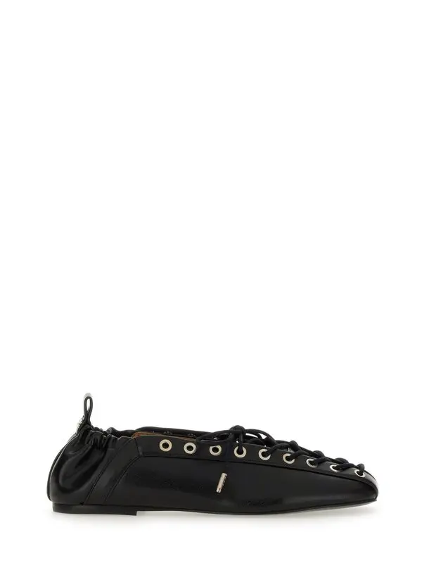 GANNI Eyelet Lace-up Ballerina Flat Shoes