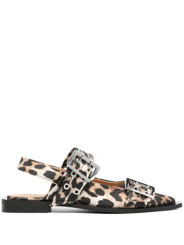 GANNI Slingback Block Heels With Metallic Buckles 3 Cm Heel Height