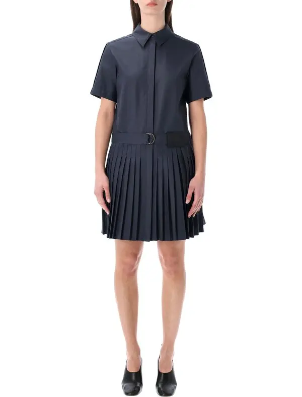Loewe Pleated Dress In Cotton Blend - Blue