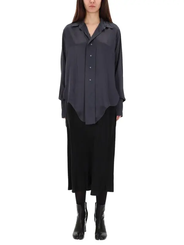MAISON MARGIELA Oversized Satin Button-front Blouse - Grey
