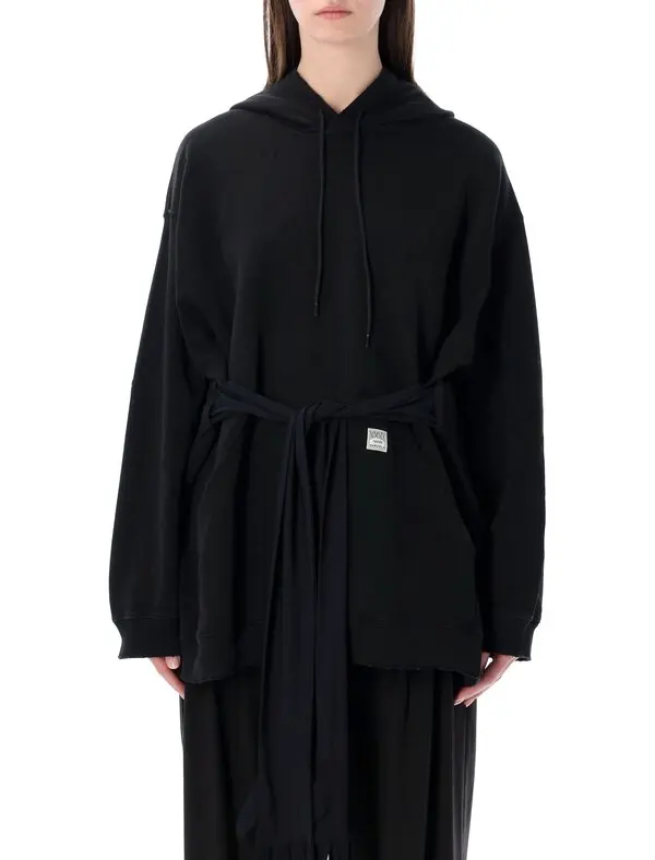 MAISON MARGIELA Cotton Sweatshirt Dress With Integrated Gloves - Black