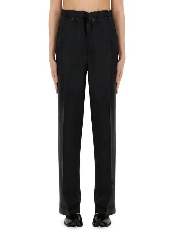 MAISON MARGIELA Wool And Mohair Blend Trousers - Black
