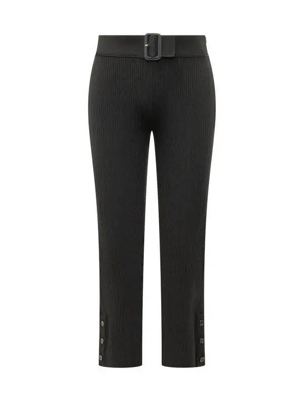 COURREGES Ribbed Trousers With Buckle Detail - Black