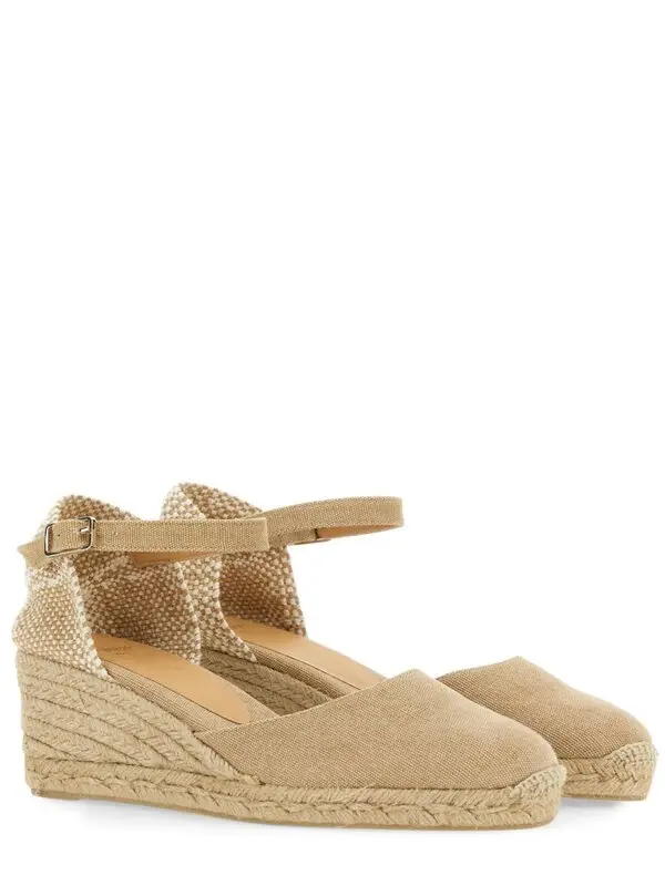 CastaÑer Woven Espadrille Wedge Sandals With Ankle Strap - Beige