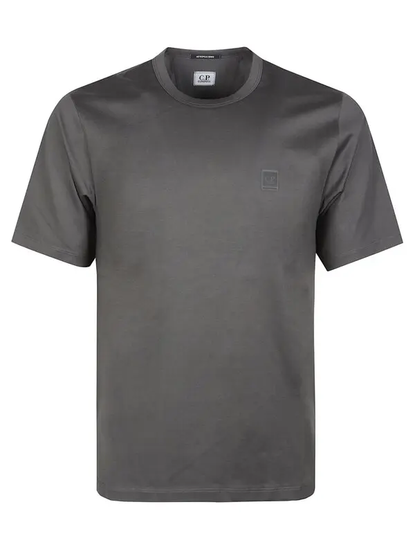 C.P. COMPANY C. P. Company Crew Neck Short Sleeve T-shirt With Front Logo Patch - Grey